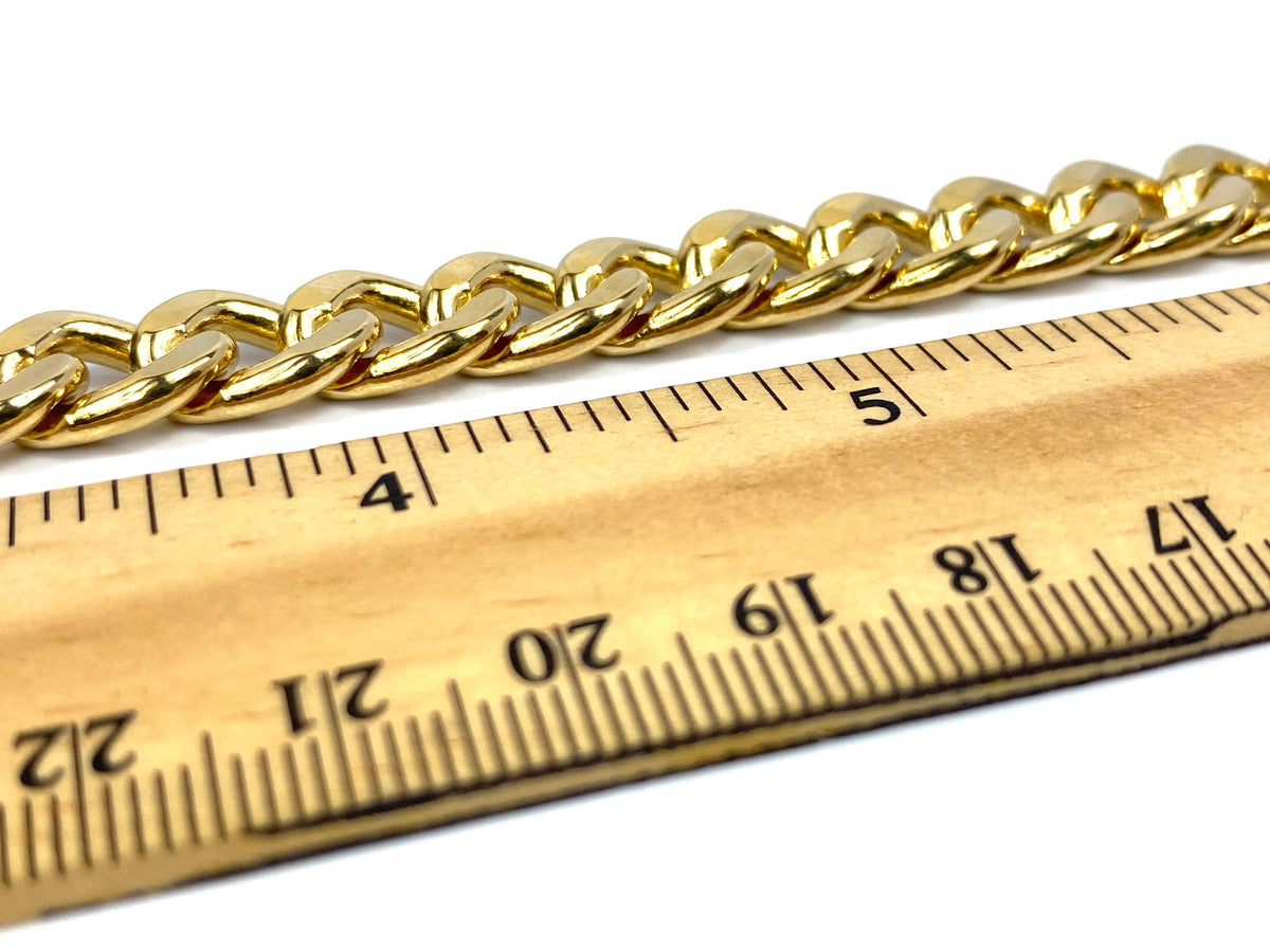 14KGF 10.5” 9mm Curb Chain Bracelet, 14K Gold Filled, 14K Gold Fill, S – Aloha Pearls & Schwartz