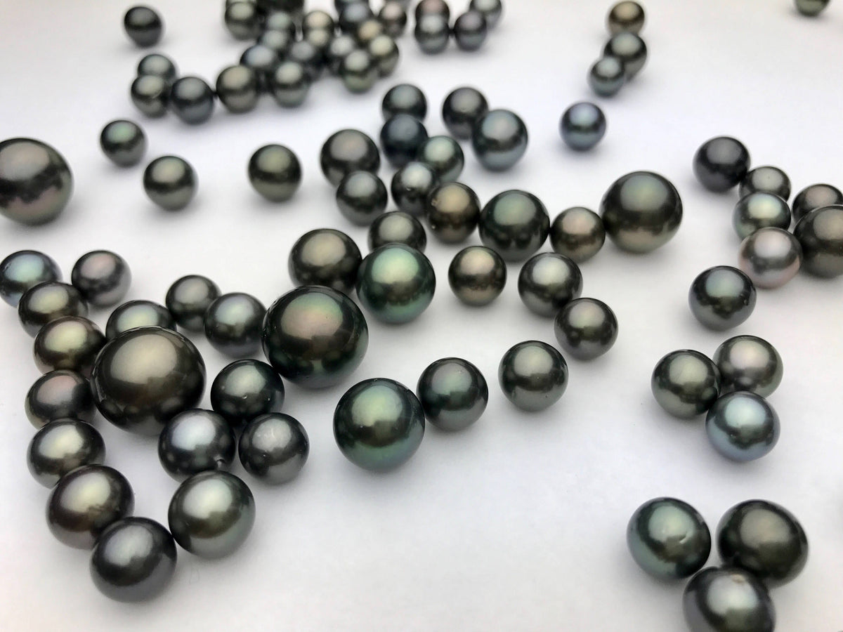 Medium- Dark Tahitian Loose pearls, Near Round, AA, 9mm, Rikitea Pearl ...