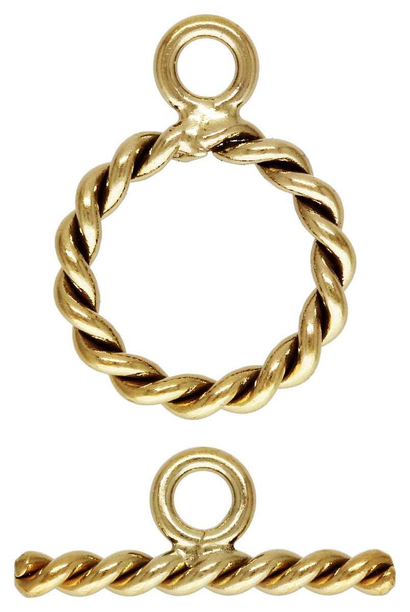 9mm Ring Twisted Toggle Set (1.3mm wire) GP, 14k gold filled. Made in ...