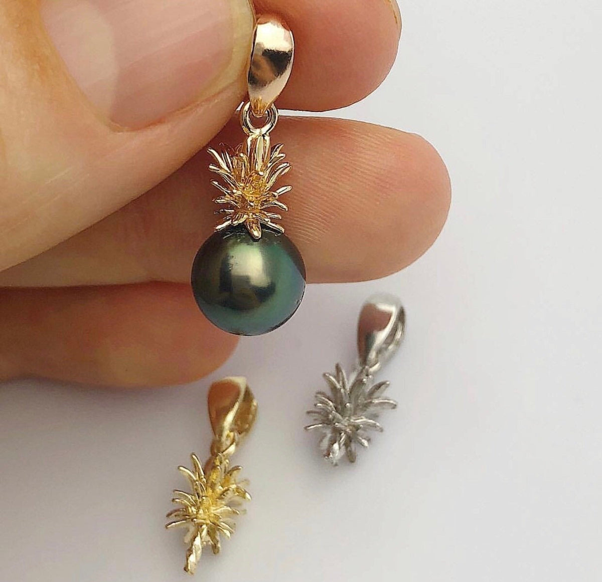 Pineapple Pearl Pendant Setting - Gold Vermeil -Made in Hawaii, Pendan ...