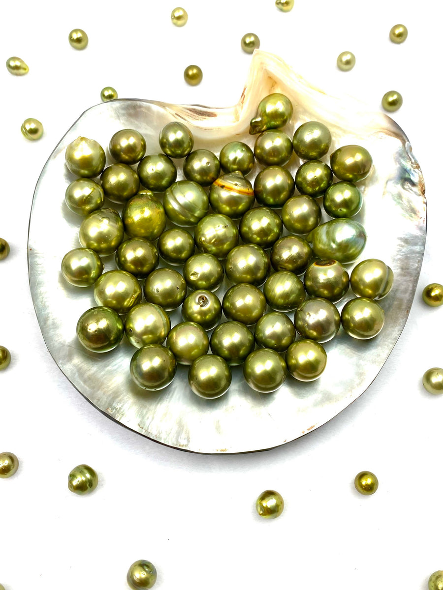 Pistachio Tahitian pearls, Tahiti Pearls, 8mm to 17mm, Large size, Sem ...