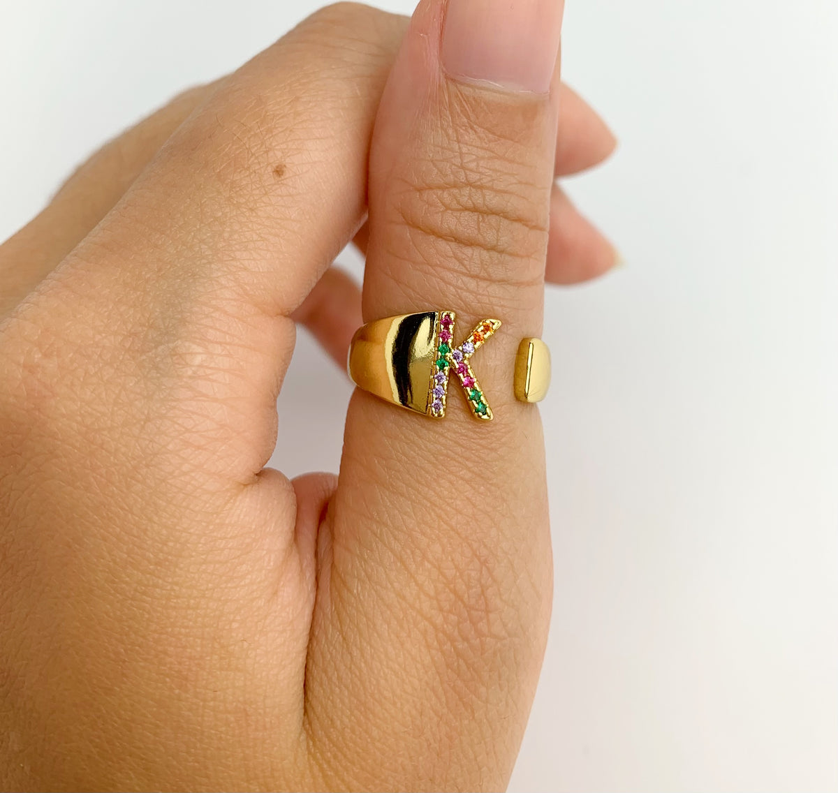 14k Gold Plated “K” Initial Ring – Aloha Pearls & Schwartz